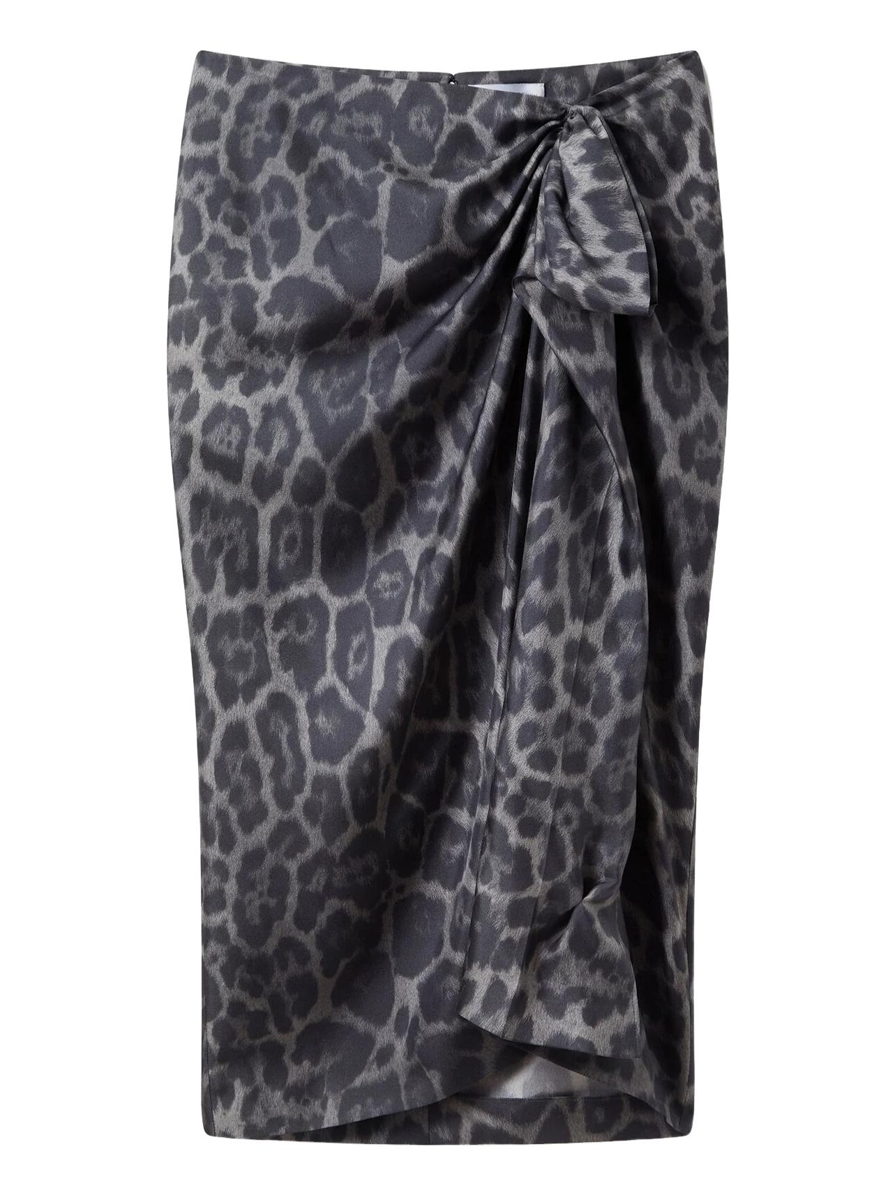 STELLA MCCARTNEY Stella McCartney Asymmetric Leopard Print Knot Midi Skirt